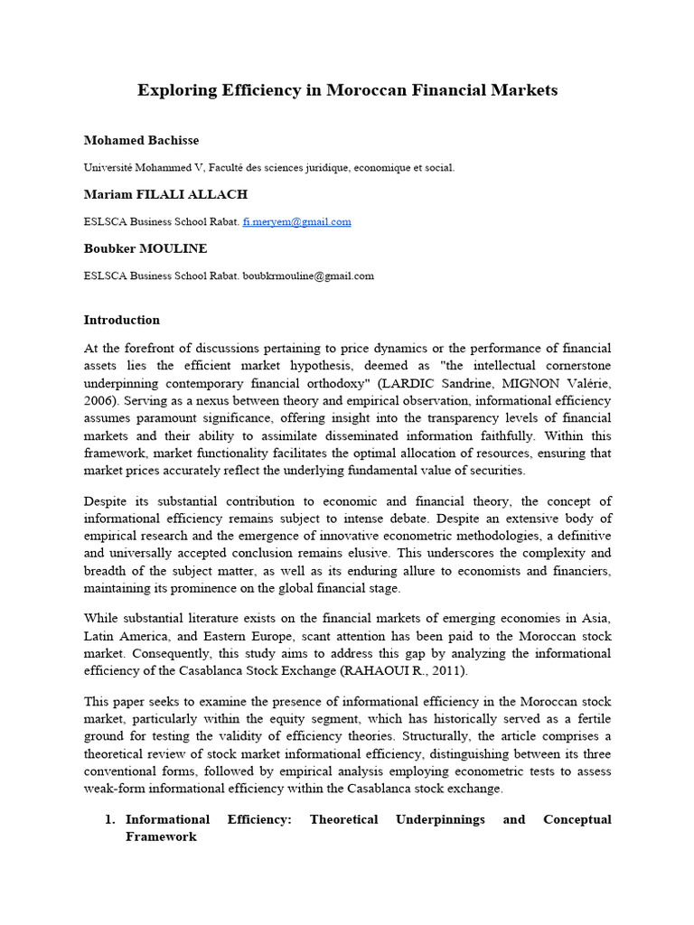 Article - Exploring Market Efficiency | PDF | Efficient Market ...