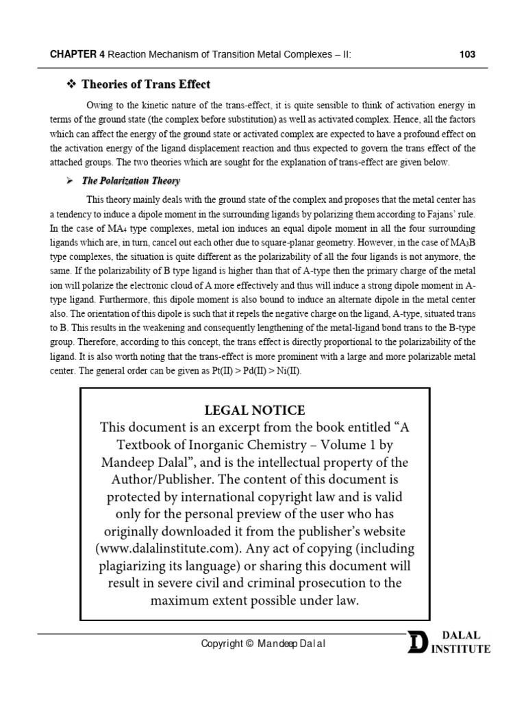 ATOICV1 4 3 Theories of Trans Effect | PDF | Coordination Complex | Ligand