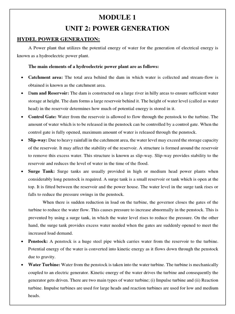 Module 1, Unit 2 - Power Generation | PDF | Nuclear Reactor | Wind Power