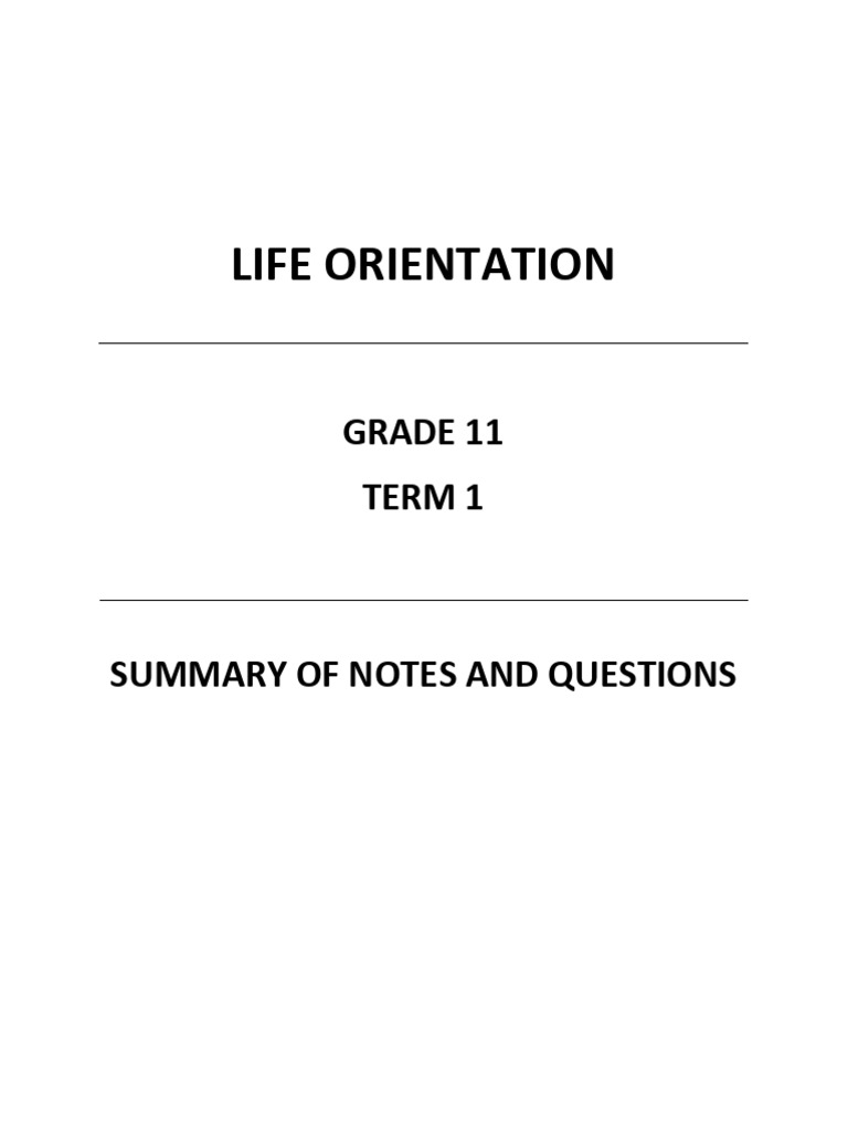 Grade 11 Life Orientation Term 1 Notes | PDF | Goal | Gender Role
