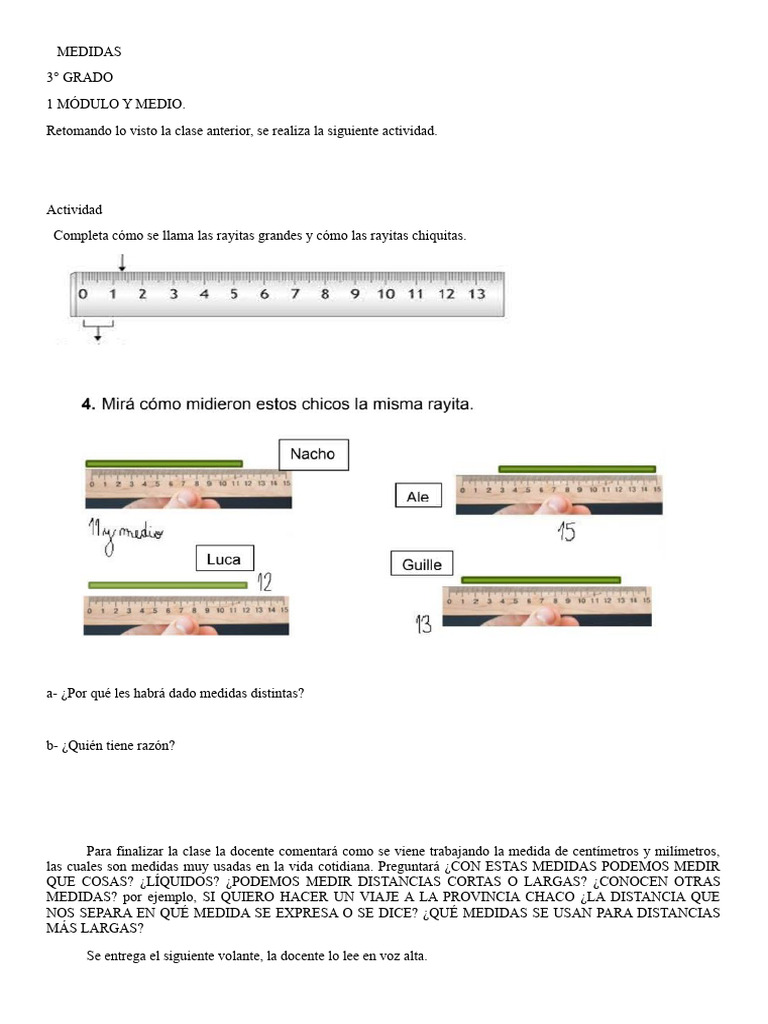 Plan de Clase Medidas | PDF | Litro