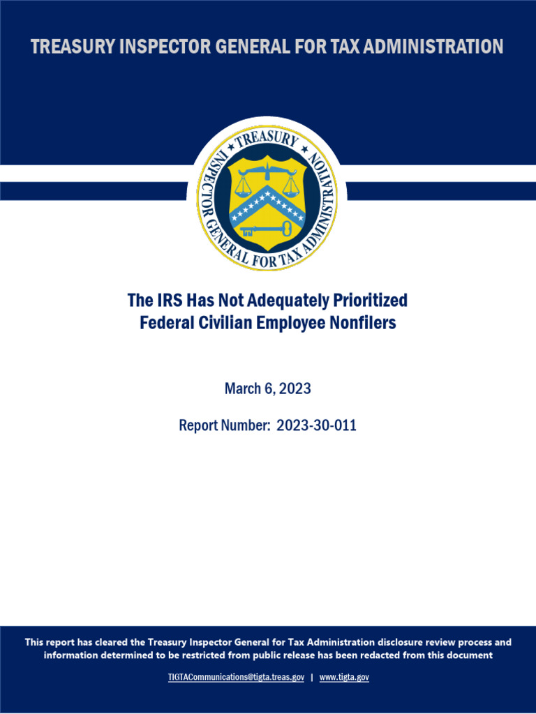 2023 TIGTA IRS Employees Owe Taxes | PDF | Internal Revenue Service ...