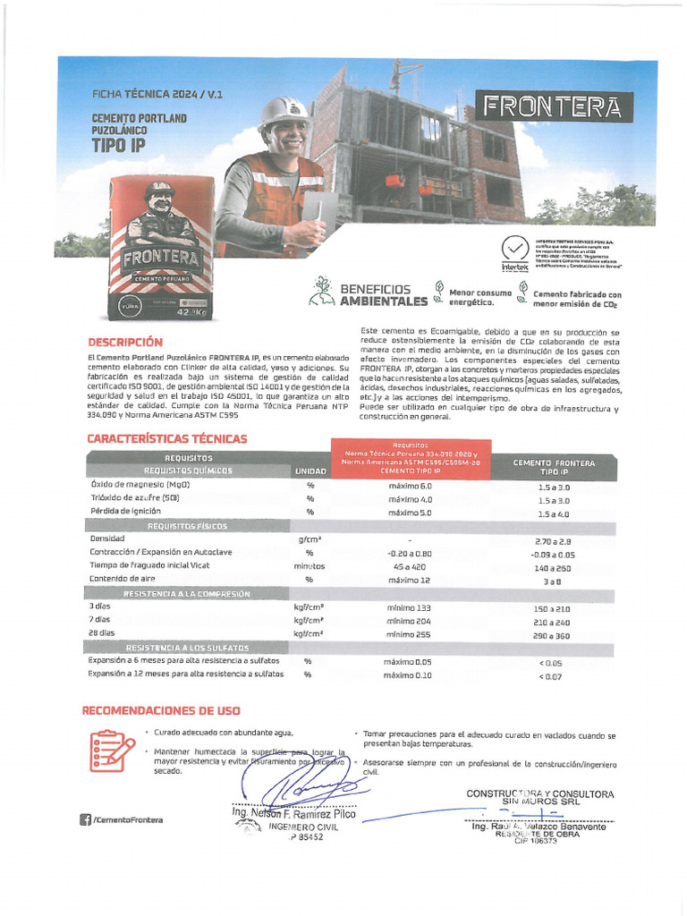 CEMENTO PORTLAND IP ficha tecnica | PDF