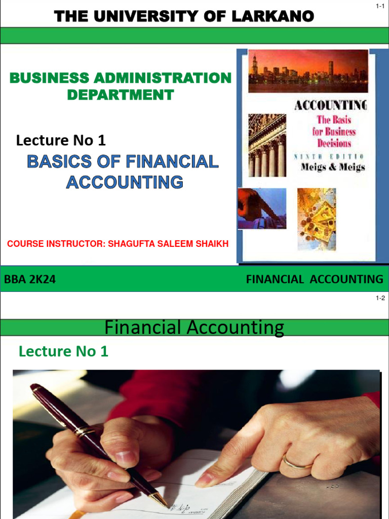 Financial Accounting Lecture 1 Pdf Expense Equity Finance