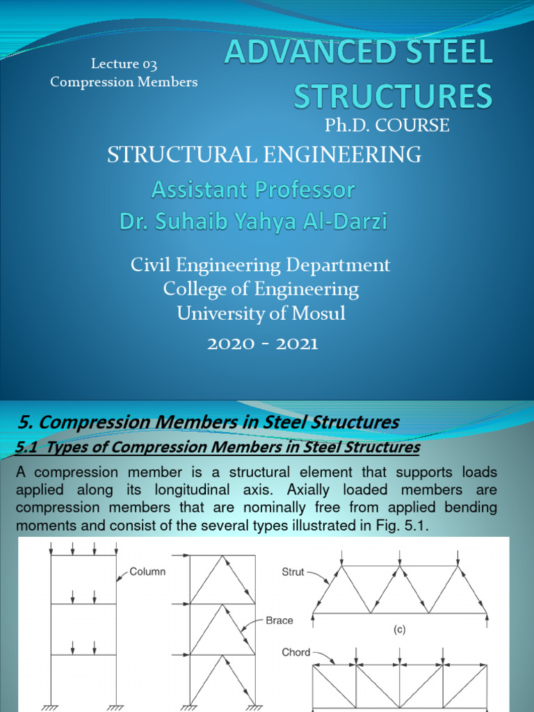 03 ADVANCED STEEL STRUCTURES PHD Course Lect 03 p1 | PDF | Buckling ...
