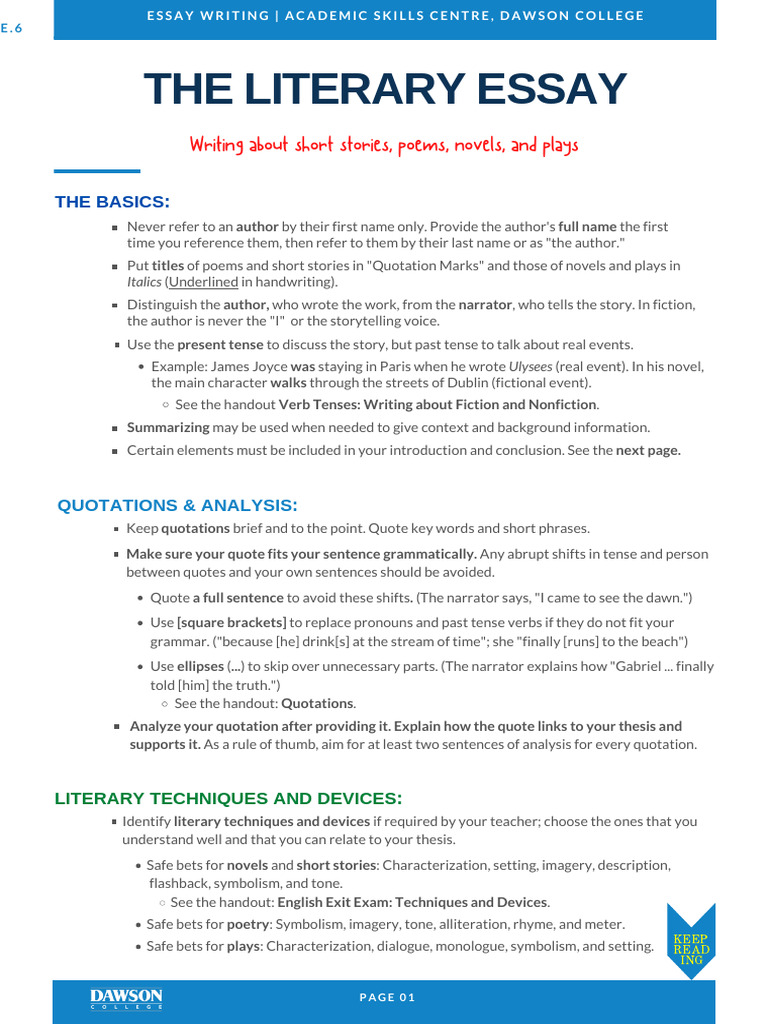 E.6 Literary Essay Ready To Upload | PDF | Grammatical Tense | Narration