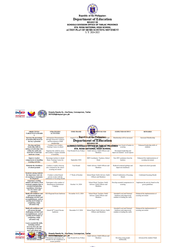 ACTION-PLAN-IN-BSP | PDF | Scouting | Teachers