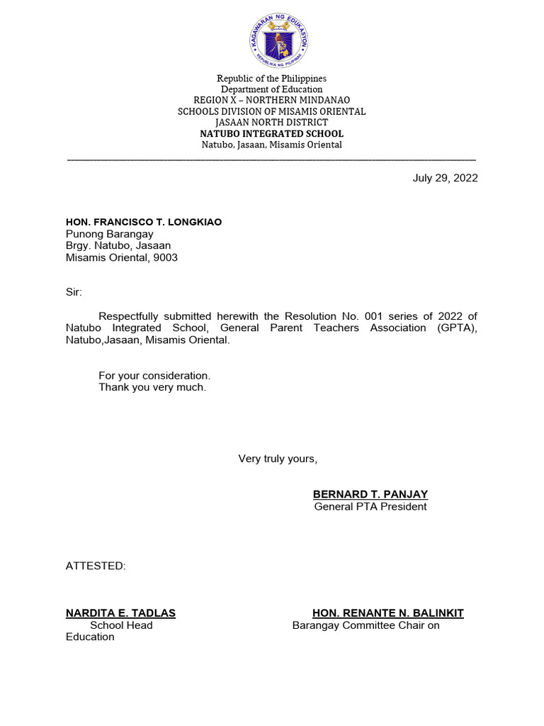 Resolution For GPTA Covered Court | PDF