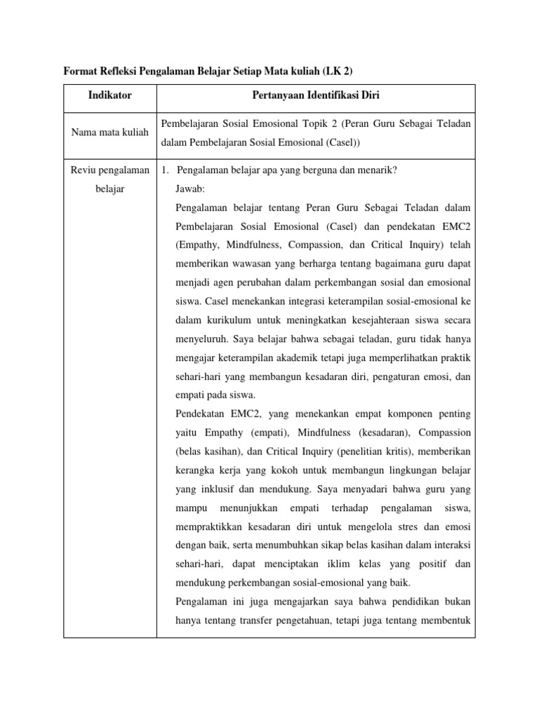 Refleksi PSE Topik 2 | PDF | Karier & Perkembangan