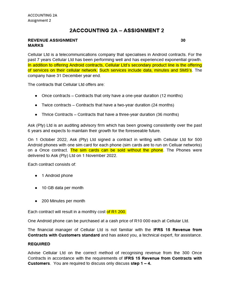 Revenue Recognition for Cellular Ltd | PDF