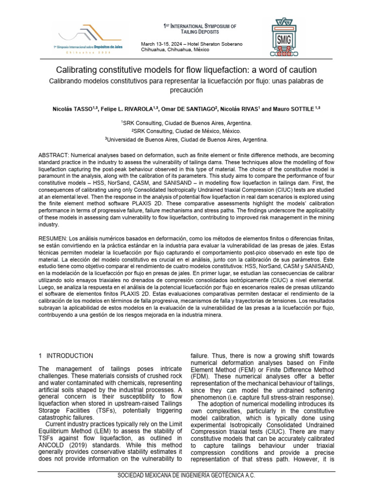 Calibrating COnstituive Models Tasso | PDF | Stress (Mechanics) | Simulation