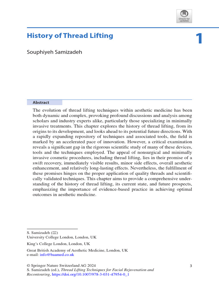 History of Thread Lifting: Souphiyeh Samizadeh | PDF | Surgical Suture ...