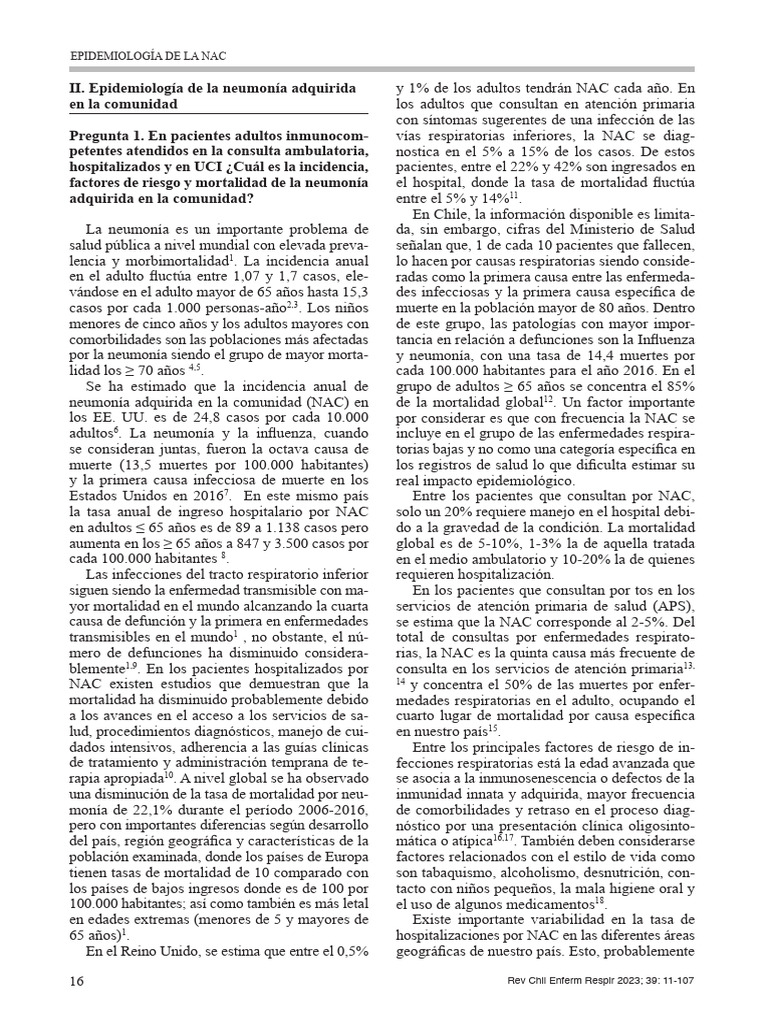 Epidemiología de la Neumonía NAC | PDF | Neumonía | Enfermedades y ...
