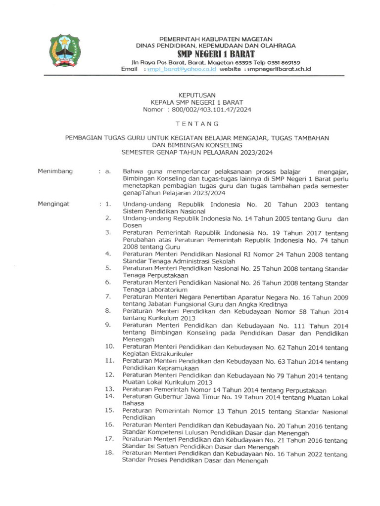 SK Mengajar Genap 2023 - 2024 PDF | PDF