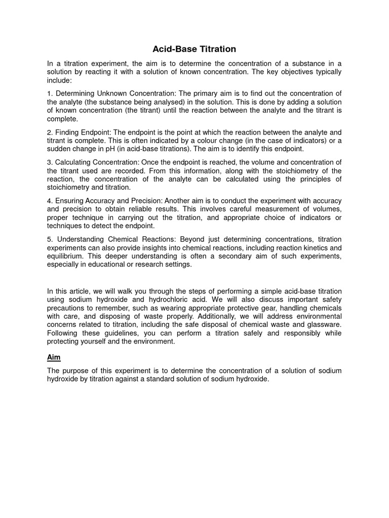 Acid-base titration (1) | PDF | Titration | Chemistry