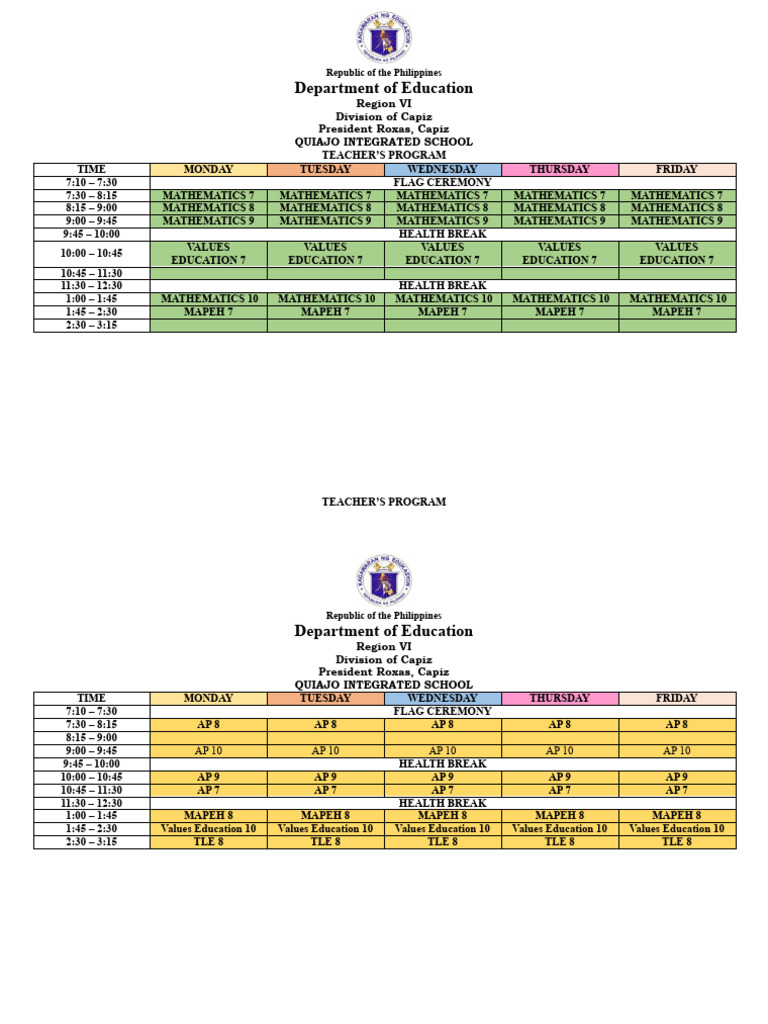 Teacher's Program Sy 2024-2025 | PDF | Philippines