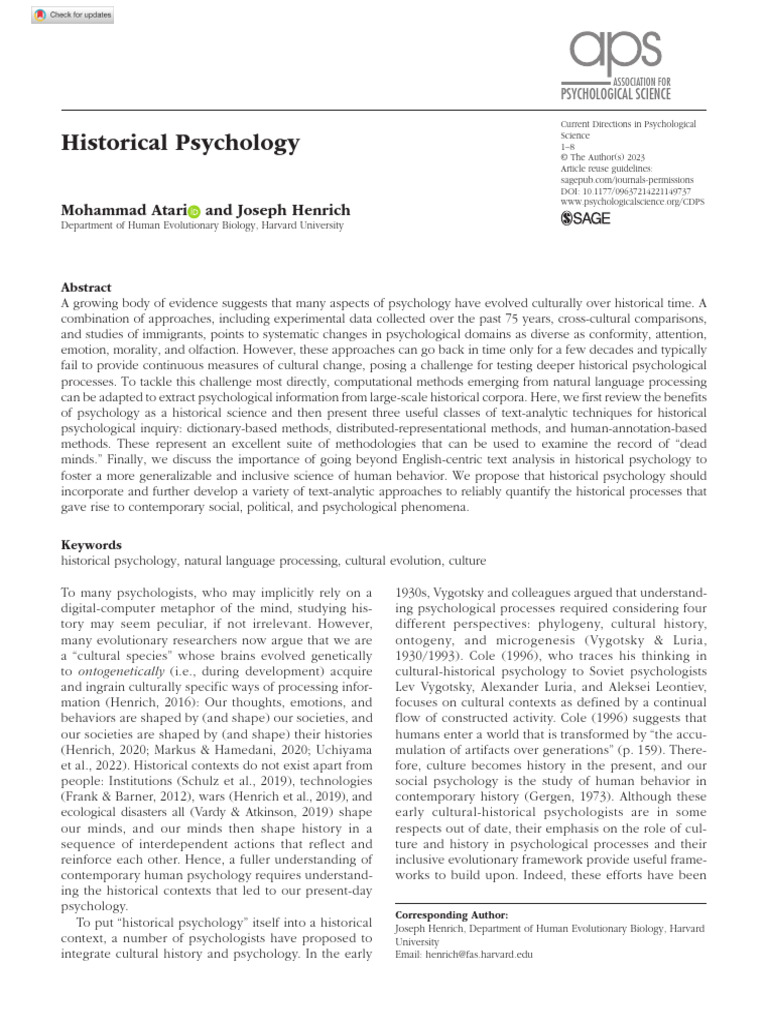 historical psychology | PDF | Psychology | Annotation