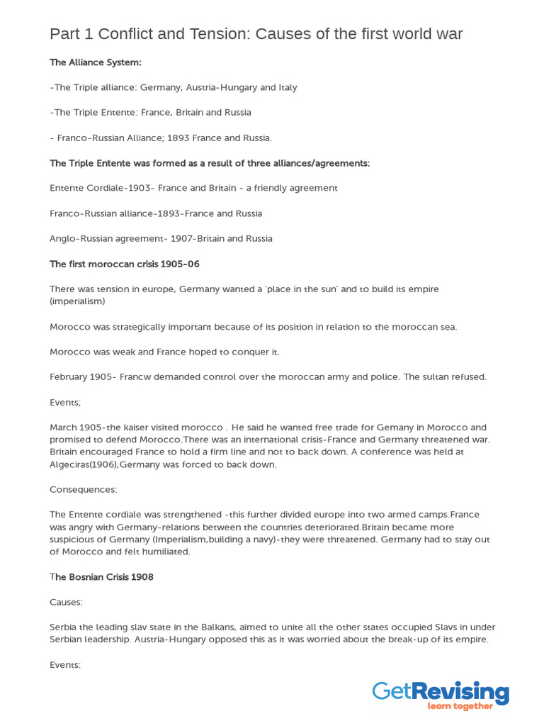 Causes of World War I: Alliances & Crises | PDF | Allies Of World War I ...