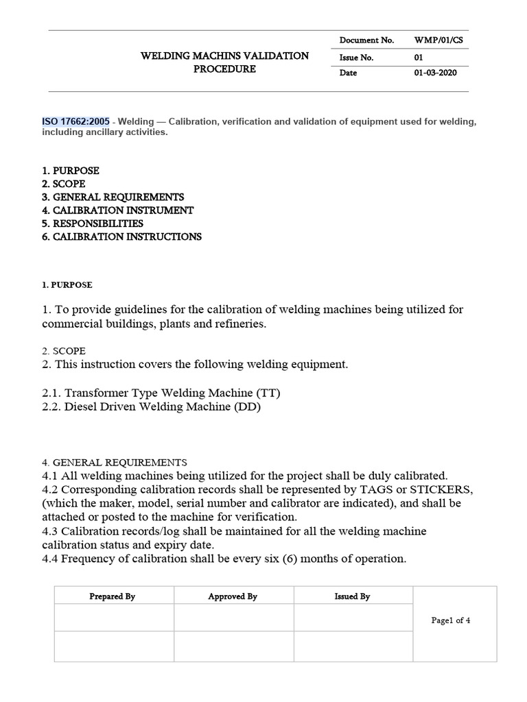 Welding Machine Calibration Guidelines | PDF | Calibration ...