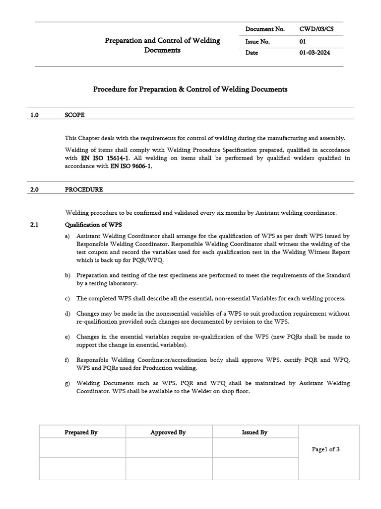 10.5 Procedure for Preparation & Control of Welding Document | Download Free PDF | Electric ...