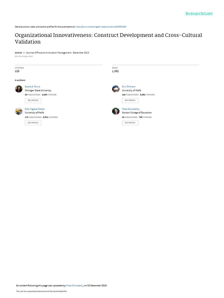 Organizational Innovativeness | PDF | Innovation | Science
