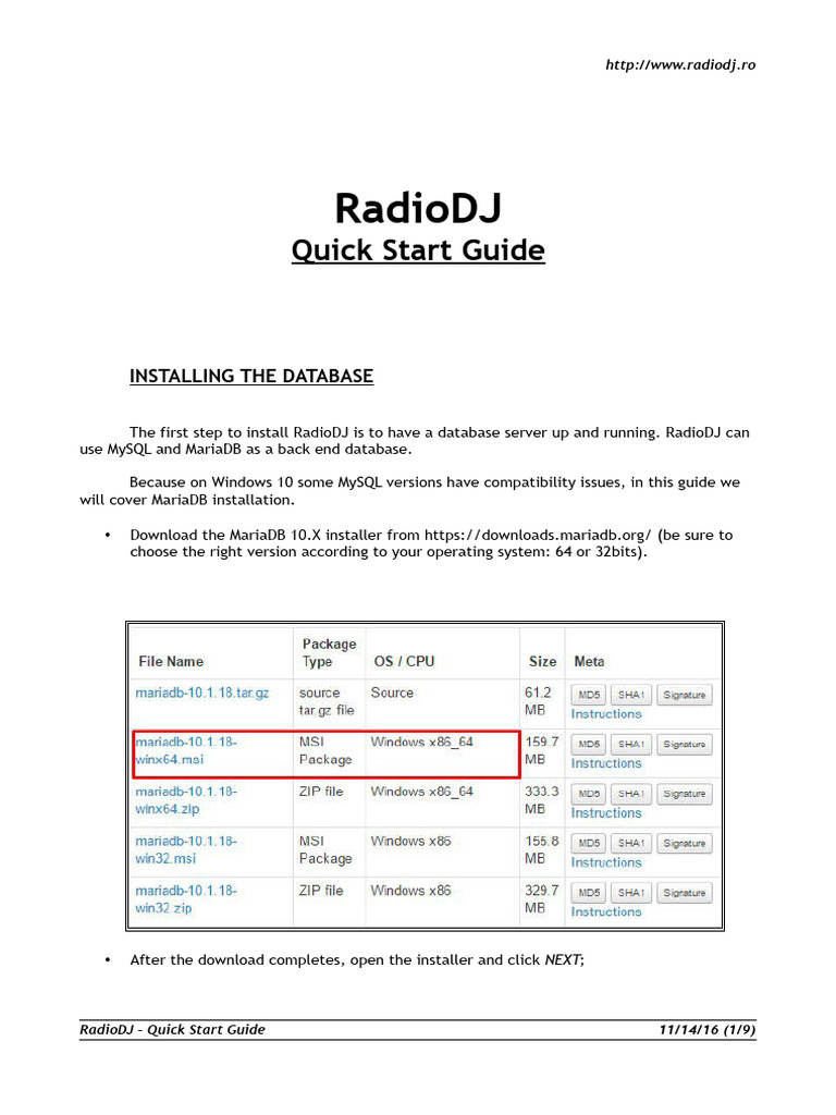 RadioDJ - Quick Start Guide | PDF | My Sql | Installation (Computer ...