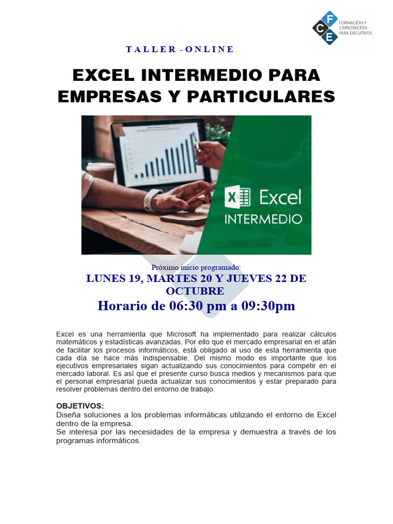 Presentación Taller Online Excel Intermedio | PDF | Microsoft Excel | Software