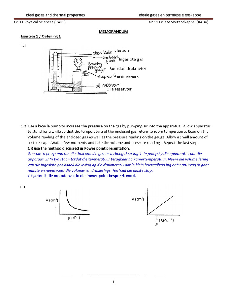 11PS - GASES - 11FW - Boyle Se Wet - MEMO | PDF | Gases | Pressure