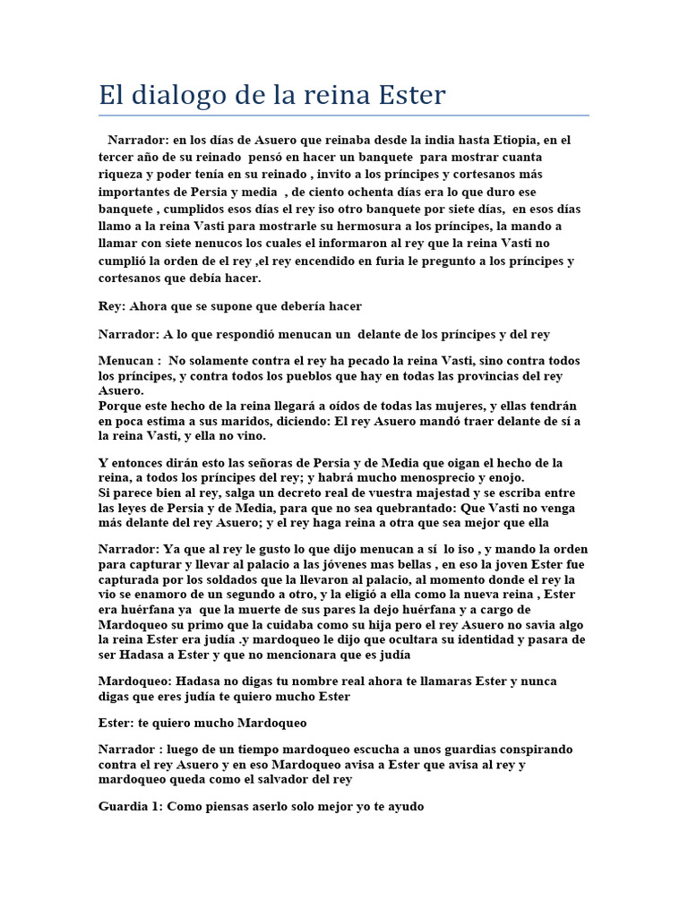 El Dialogo de La Reina Ester | PDF | Esther