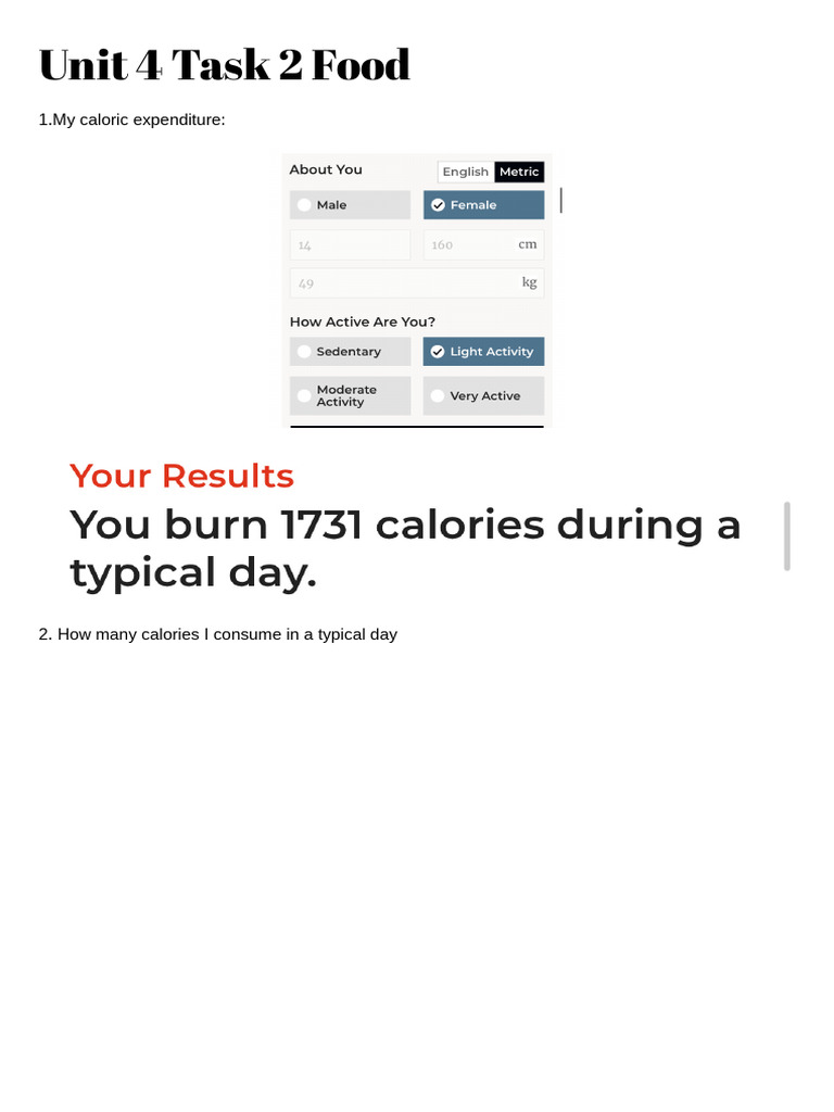 Unit 4 Task 2 Food | PDF