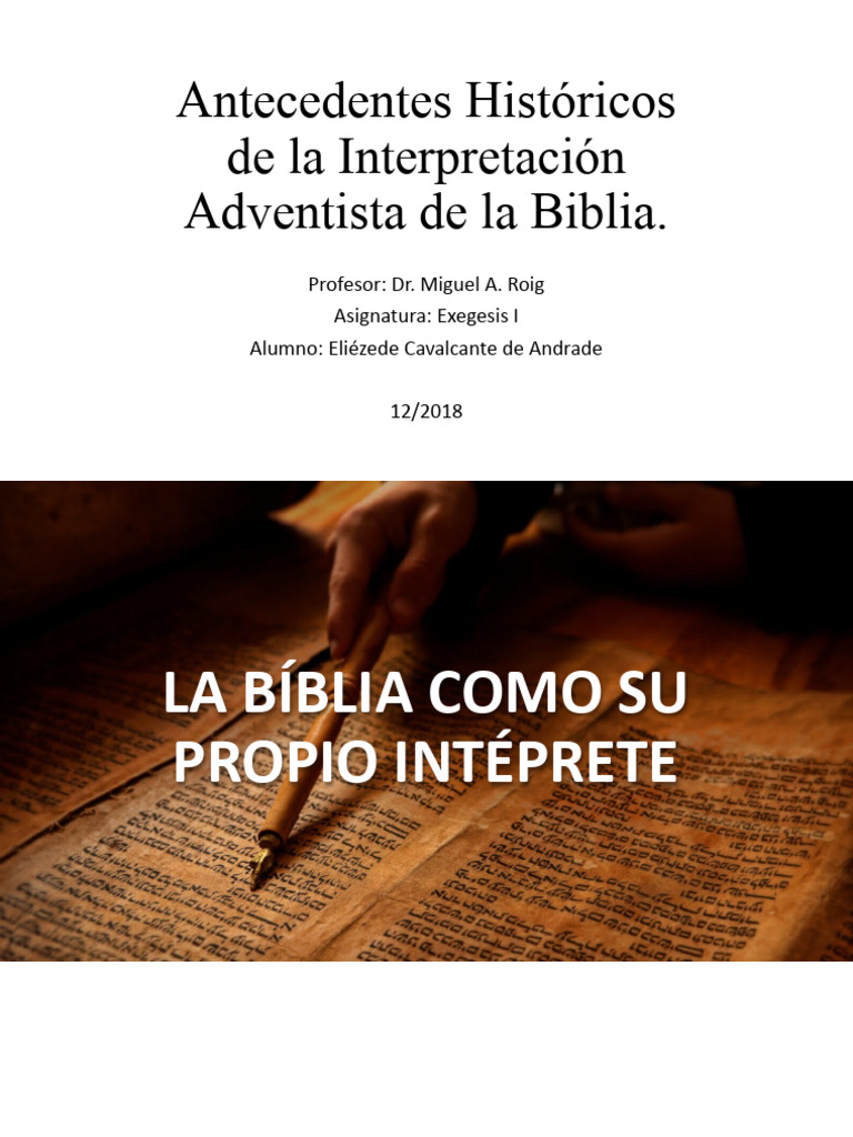 Antecedentes Históricos de la Interpretación Adventista | PDF | Biblia ...