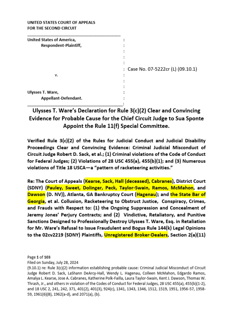 (9.10.1A - PC) 07.28.24 (07-5222cr) Re Rule 3 (C) (2) Evidence of ...