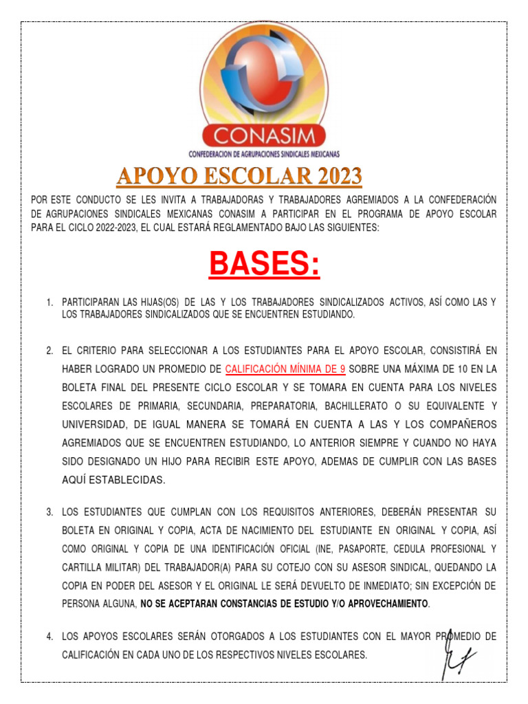 Beca CONASIM | PDF | Finanzas y dinero