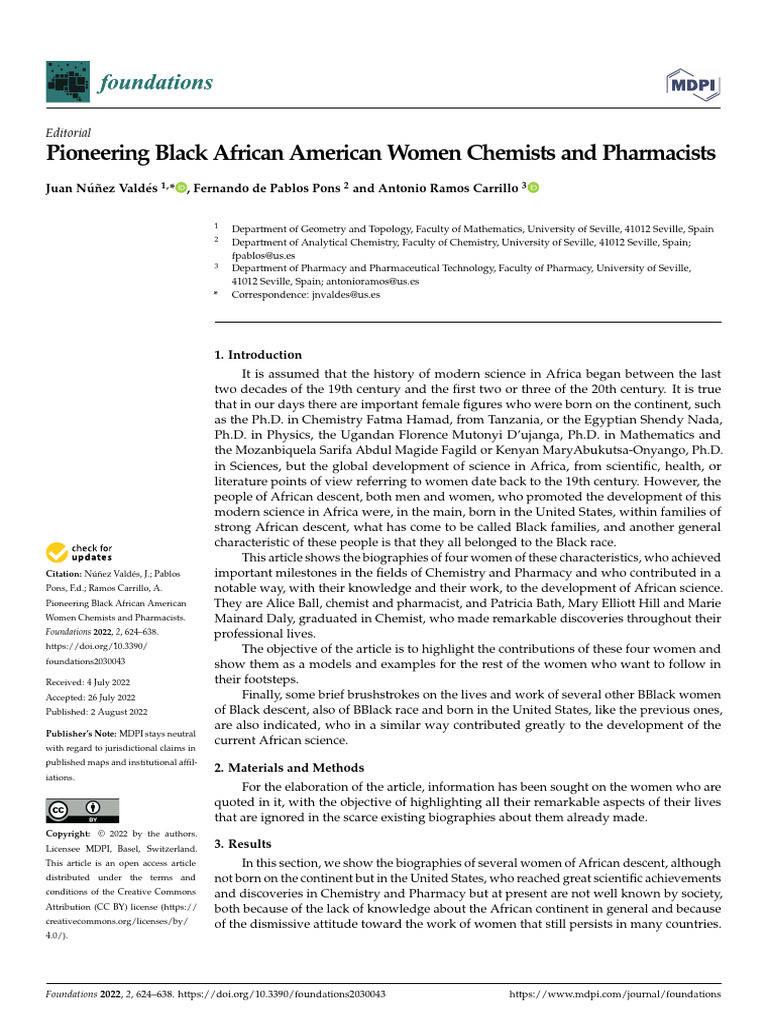 Pioneering Black African American Women Chemists A | PDF | Social Science