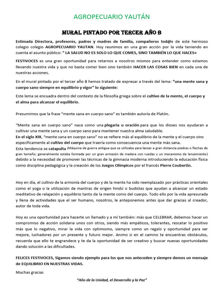 Exposición de Murales 3er Año B | PDF | Mente