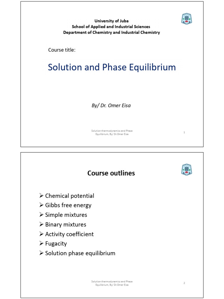 Handout 1 and 2 | PDF | Phase Diagram | Chemical Equilibrium