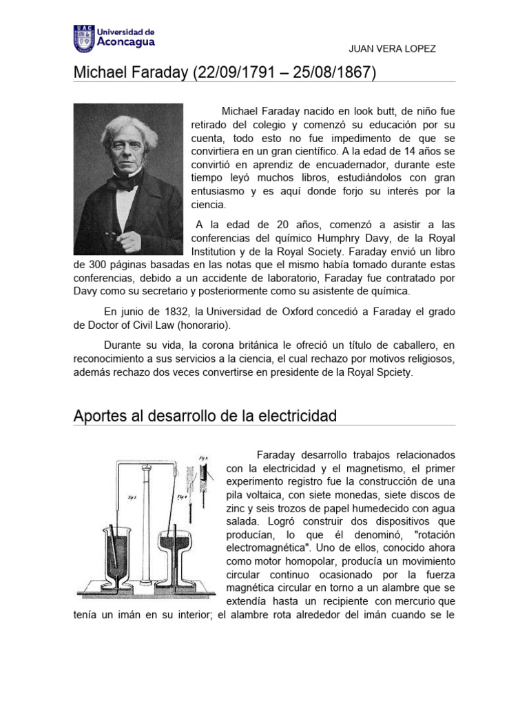 Aportes de Michael Faraday a la Física | PDF | Física | Física Aplicada ...