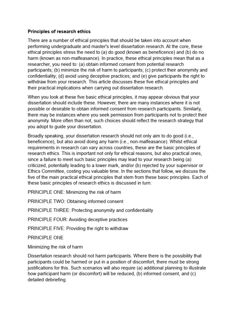 Principles of Research Ethics | PDF | Informed Consent | Information