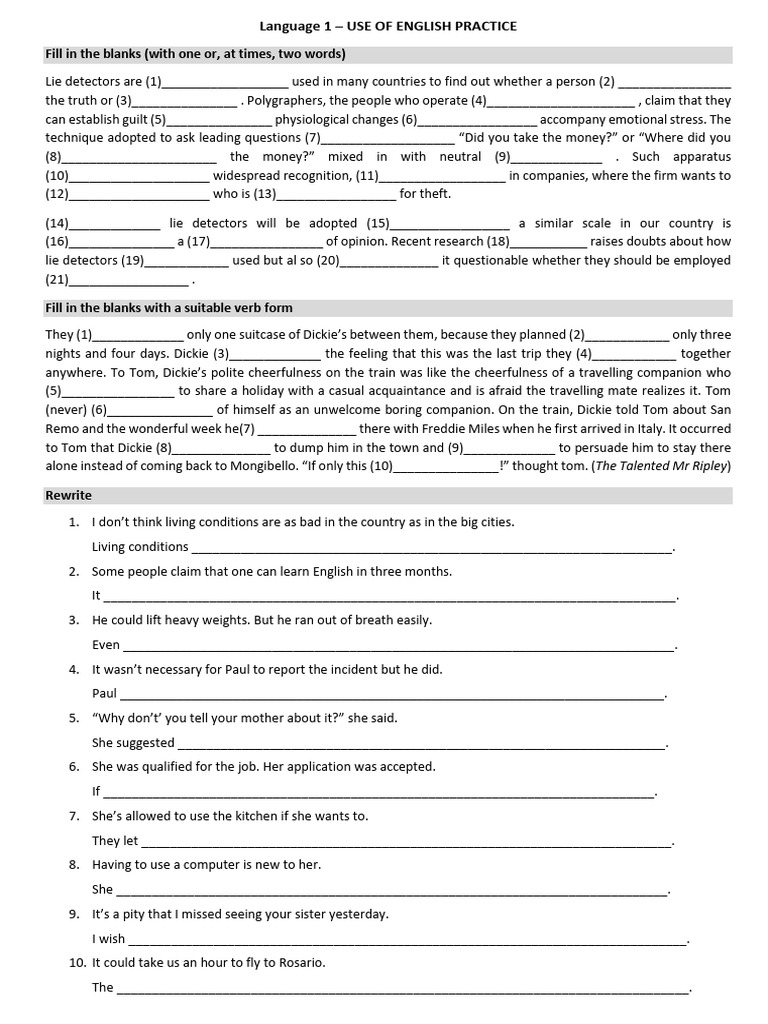 Use of English Practice 1 | PDF