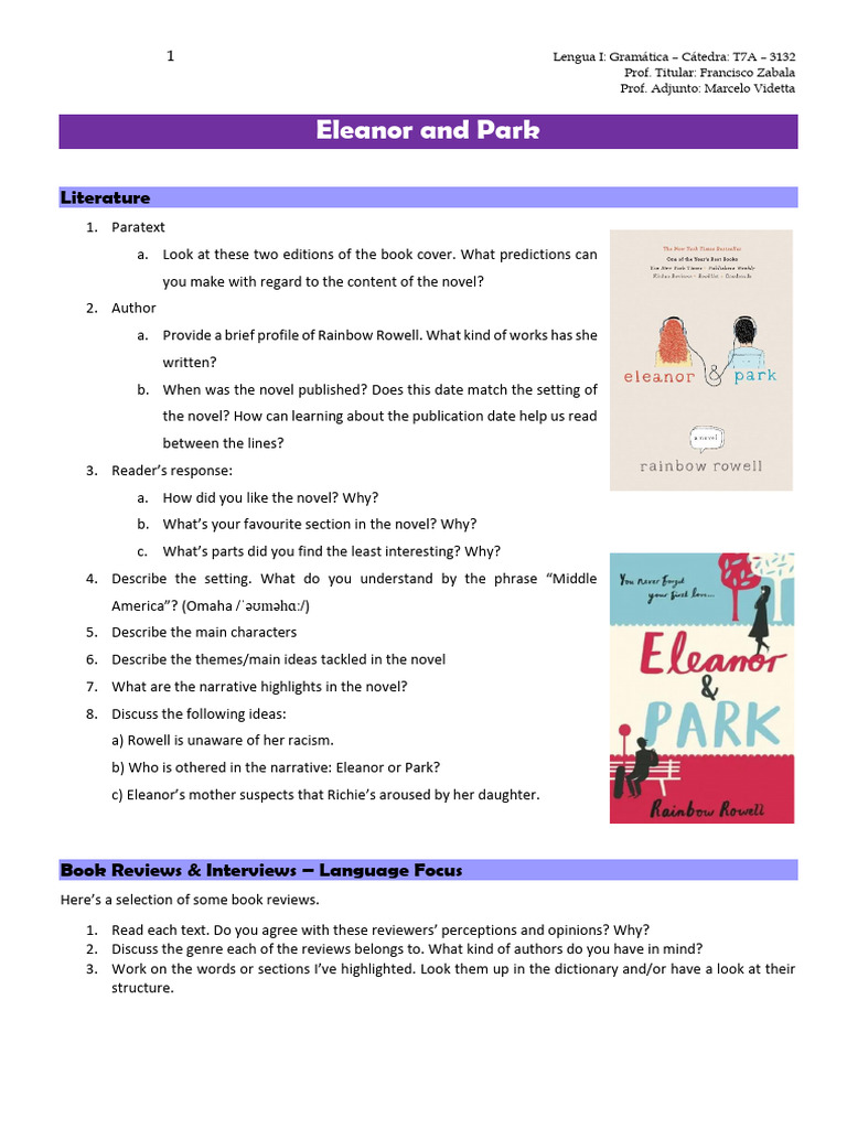 Eleanor and Park - Reading Guide 2021 | PDF | Stereotypes