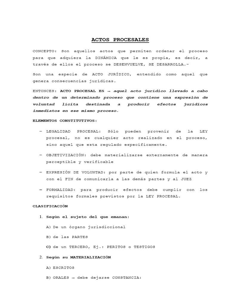 Actos Procesales | PDF | Ley procesal | Jurisdicción