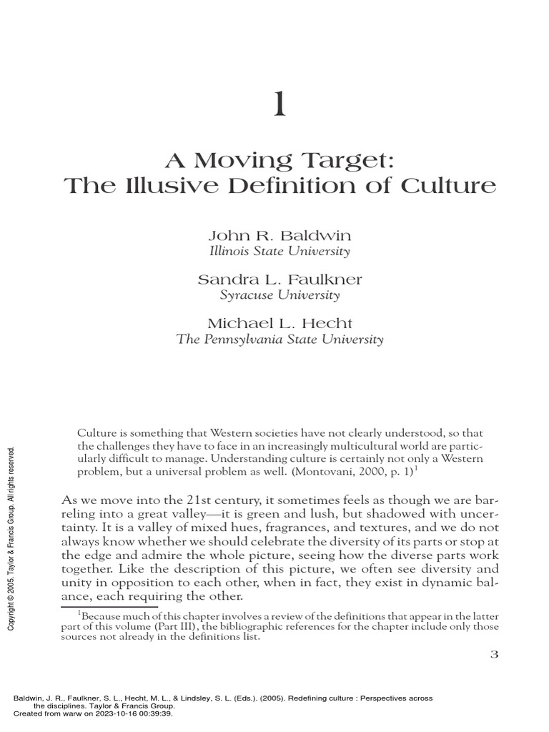 Redefining Culture Perspectives Across The Discipl... - (PART I (Re ...