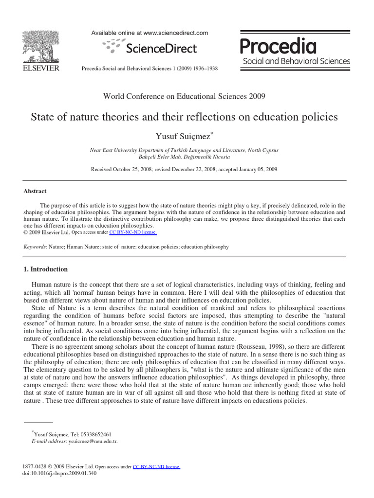State of Nature Theories in Education | PDF | Human Nature | Philosophy ...