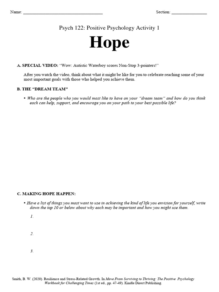 Positive Psychology: Building Hope and Resilience | PDF