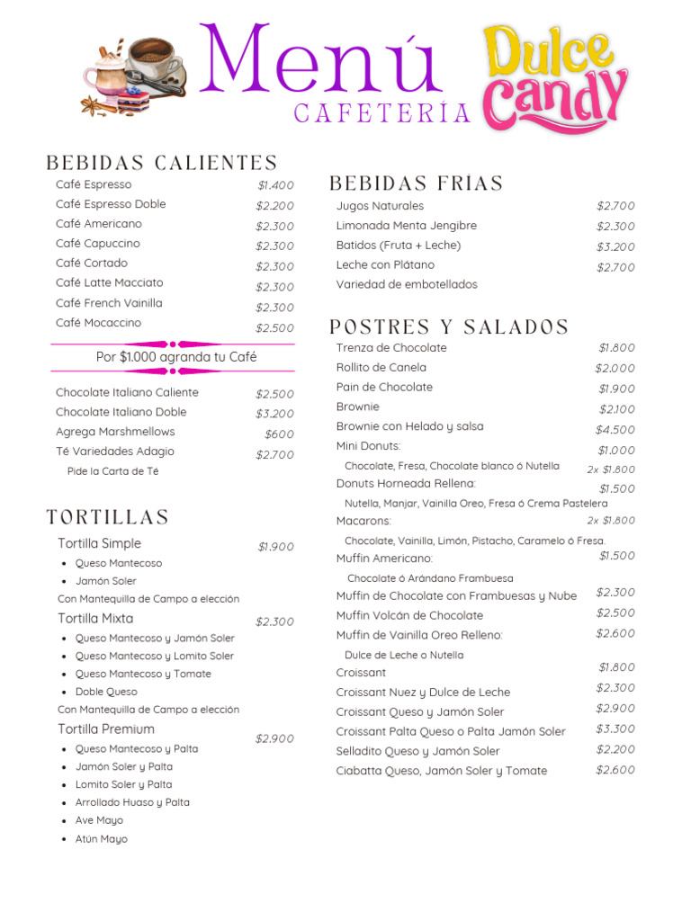 Carta Dulce Candy | PDF | Postres | Tortita