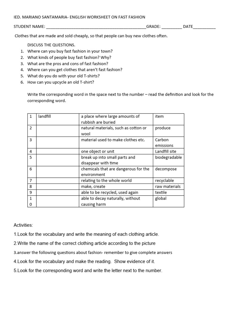 Fast Fashion Workshop | PDF | Textiles | Clothing