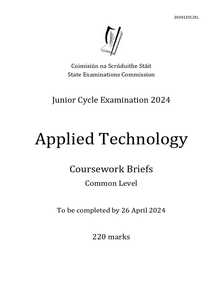 Junior Cycle 2024 Applied Technology Coursework Brief | PDF | Design