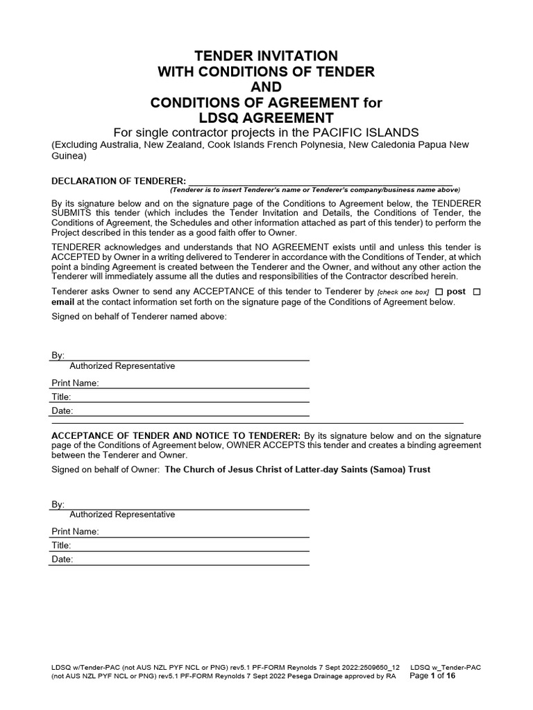 LDSQ W - Tender-PAC (Not AUS NZL PYF NCL or PNG) Rev5.1 PF-FORM ...
