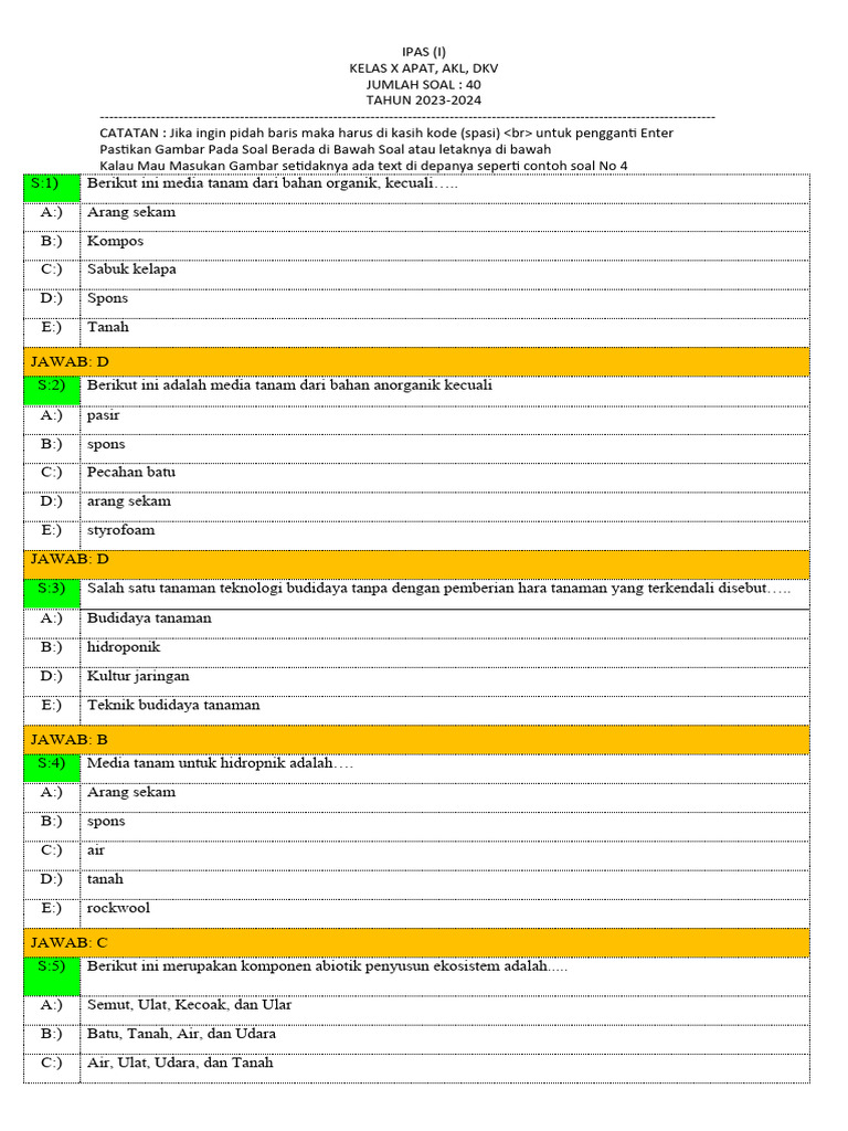 Soal Ipas Ganjil 2023-2024 | PDF