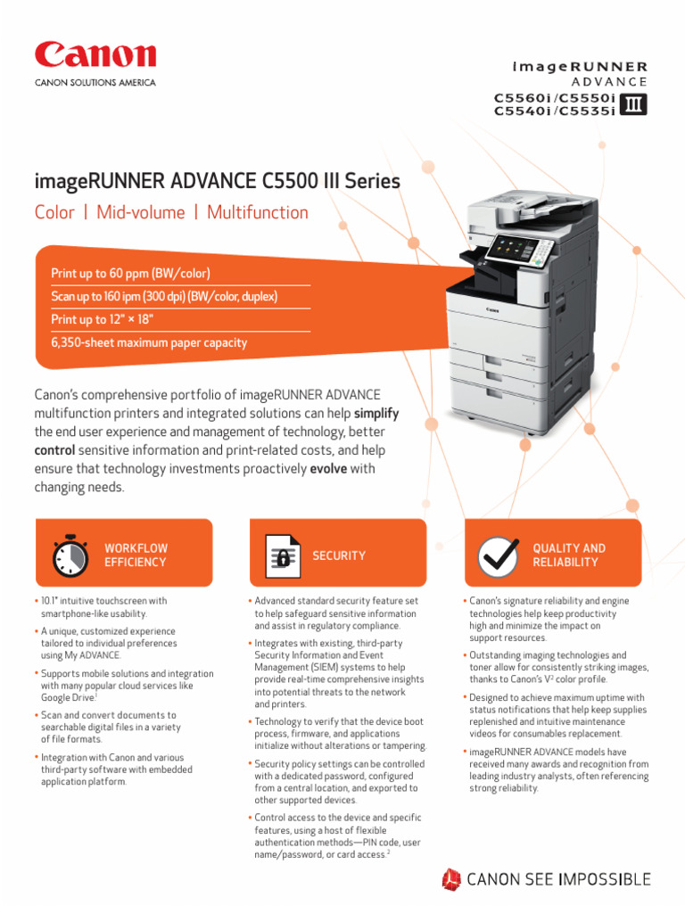 Canon imageRUNNER ADVANCE C5550i III Folleto | PDF | Printer (Computing ...